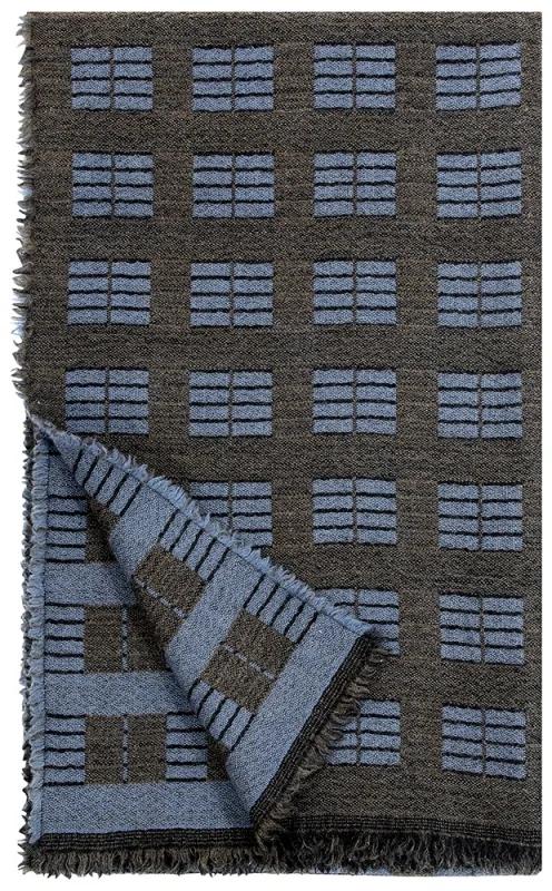 Vlněná deka Töölö 140x180, černo-modrá
