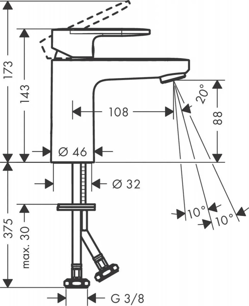 Hansgrohe Vernis Blend, umyvadlová baterie 100 bez odtokové soupravy, EcoSmart, černá matná, 71580670