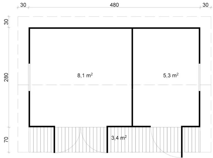 Domek Antonia 300x500cm, 2 pokoje, 40mm