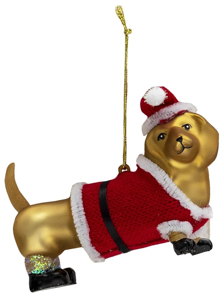 Vánoční ozdoba ve tvaru psa - Ø 11*4*7cm