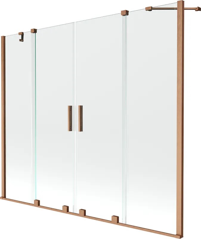 Mexen Velar Duo, 2-křídlová posuvná vanová zástěna 180 x 150 cm, 8mm čiré sklo, měděný matný profil, 896-180-000-02-65