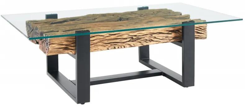 Skleněný teakový konferenční stolek Barracuda