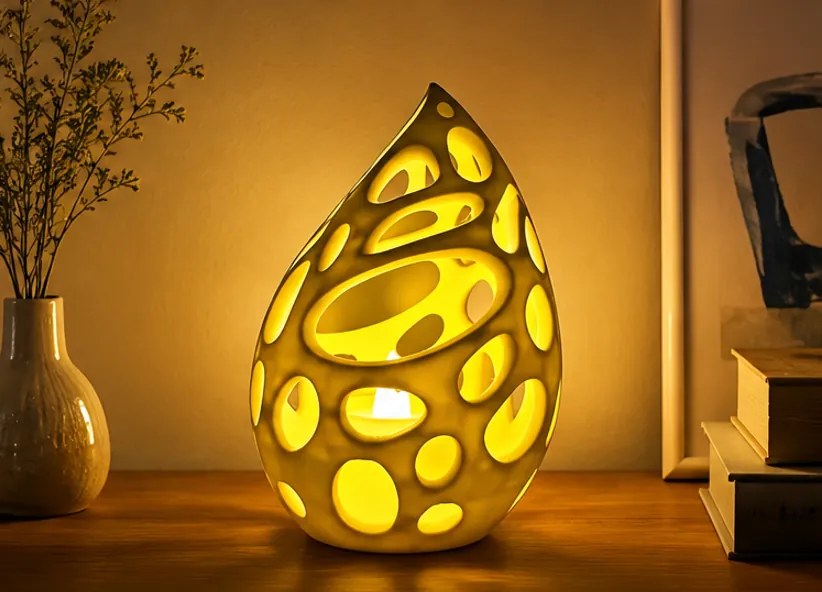 svícen, styl moderní, plast, 12x8x8 cm, žlutý, Dekorino SD20260012