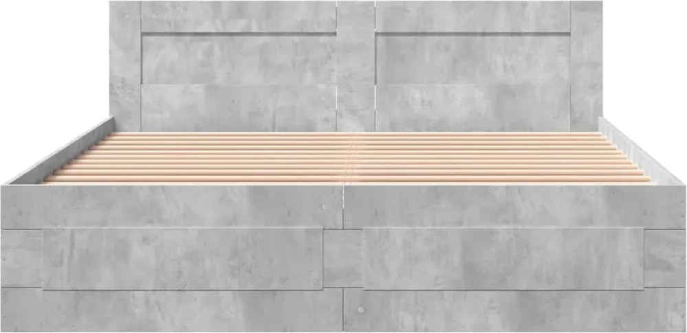 Rám postele s čelem betonově šedý 160 x 200 cm kompozitní dřevo 3295551