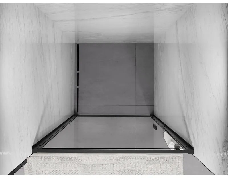 Mexen Exo, 1-křídlé dveře do otvoru 85x200 cm, 6mm čiré sklo, černý profil, 817-085-000-70-00