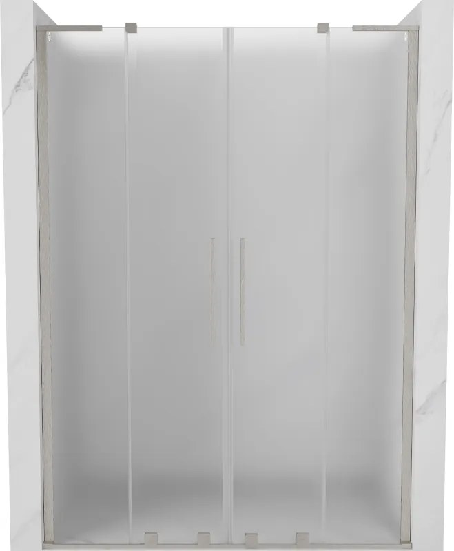 Mexen Velar L Duo, posuvné sprchové dveře do otvoru 160 cm, 8mm sklo námraza, broušená ocel, 871-160-003-32-97