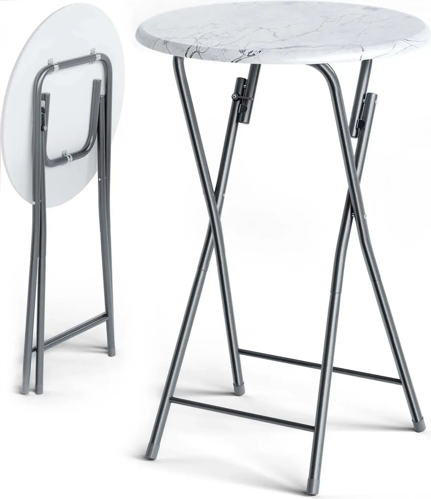 Cateringový skládací barový stůl MARLE 60 cm mramorově bílý