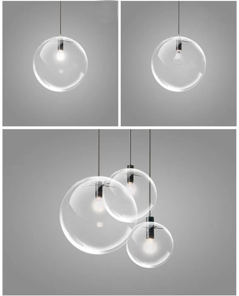 Toolight Závěsné skleněné stropní svítidlo Lassi Black 20 + 25 + 30 cm
