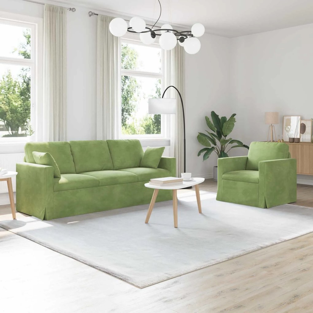 Set pohovek 2 ks Světlá zelená samet 3407598
