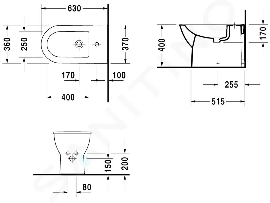 DURAVIT - Darling New Stojící bidet, bílá (2251100000)