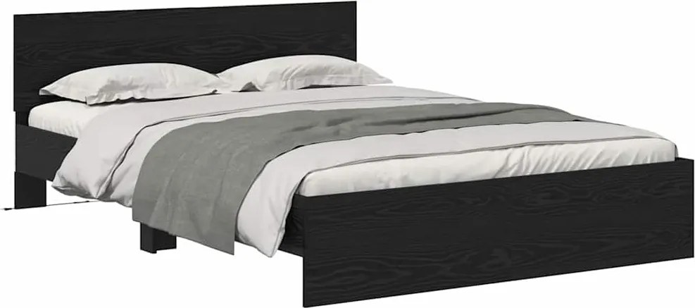 Rám postele s LED pásky Černý dub 140 x 190 cm Kompozitní dřevo 3403573