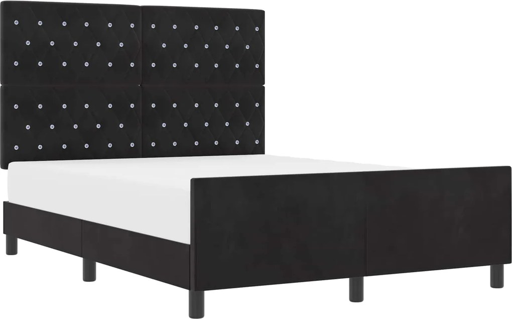 Postel s boxspringem s čelo Černá 140 x 200 cm samet 3344881