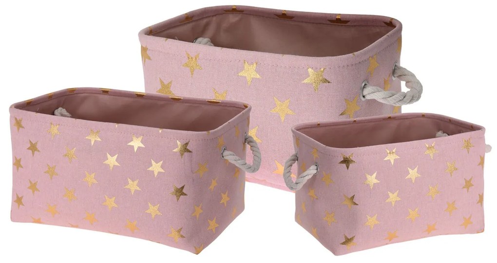 Skladovácí boxy STARS, 3 rozměry, růžové