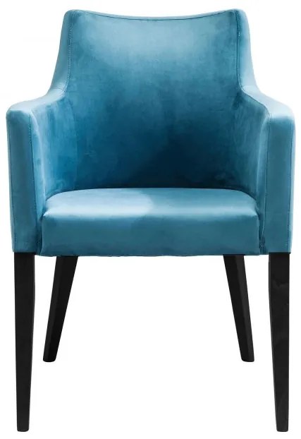 KARE DESIGN Židle s područkami Black Mode Velvet Bluegreen 87 × 60 × 70 cm