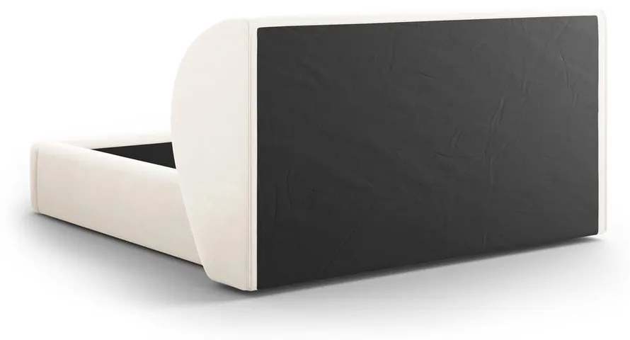 Béžová čalouněná dvoulůžková postel s úložným prostorem s roštem 160x200 cm Miley – Micadoni Home