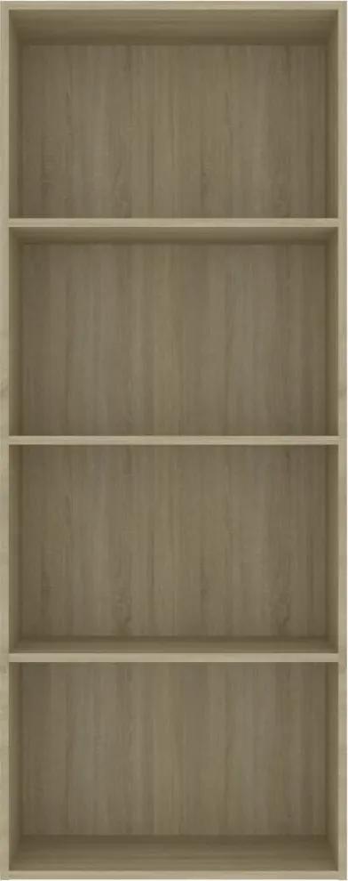 vidaXL Knihovna se 4 policemi 60 x 30 x 151,5 cm dřevotříska [800984] Barva: bílá a dub sonoma