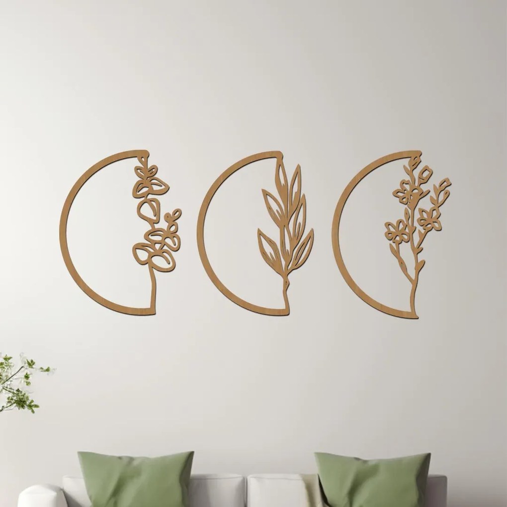 Dřevěné květiny na zeď v půl kruhu Zvolte rozměr (cm): 140x60, Zvolte barvu dekoru: Třešeň