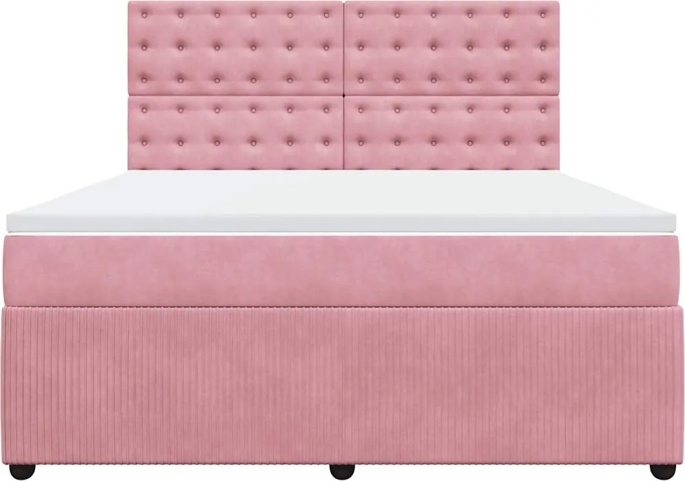 Box spring postel s matrací růžová 180x200 cm samet 3292423