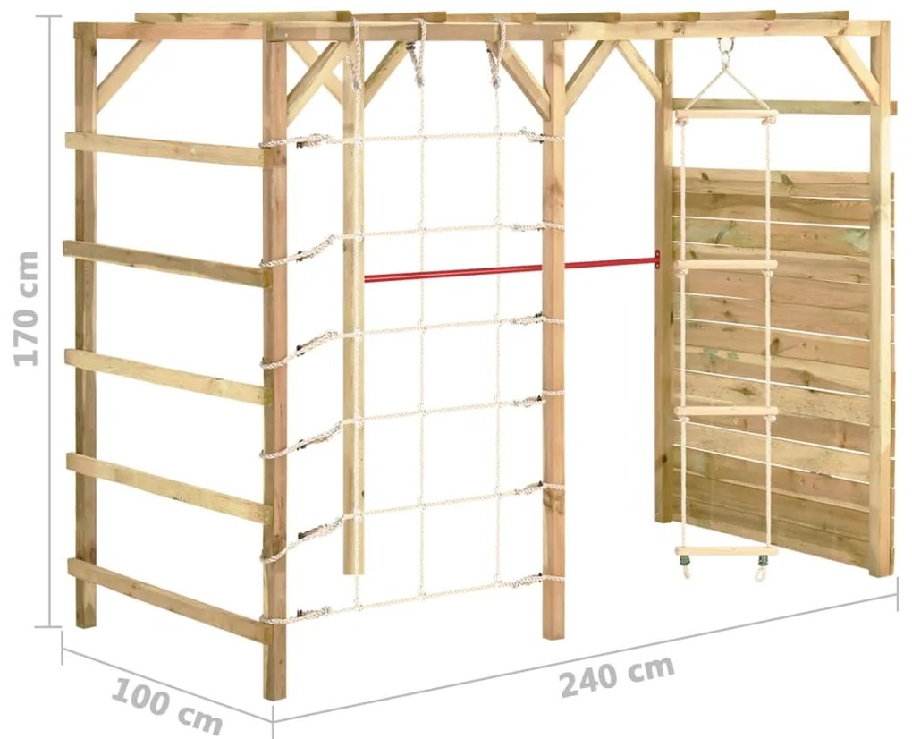 vidaXL Marketos Prolézačka 240 x 100 x 170 cm impregnované borové dřevo