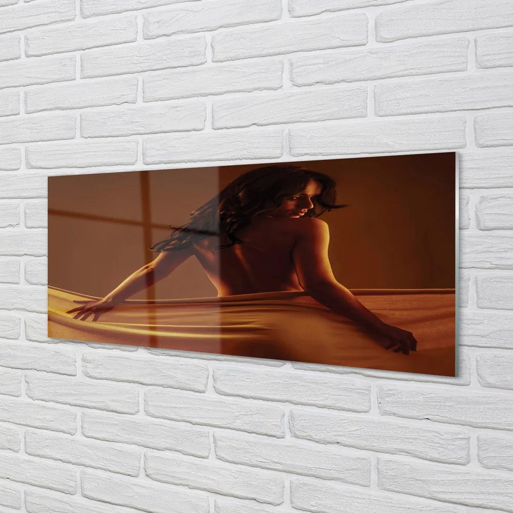 akrylový obraz Žena s materiálem 120x60 cm