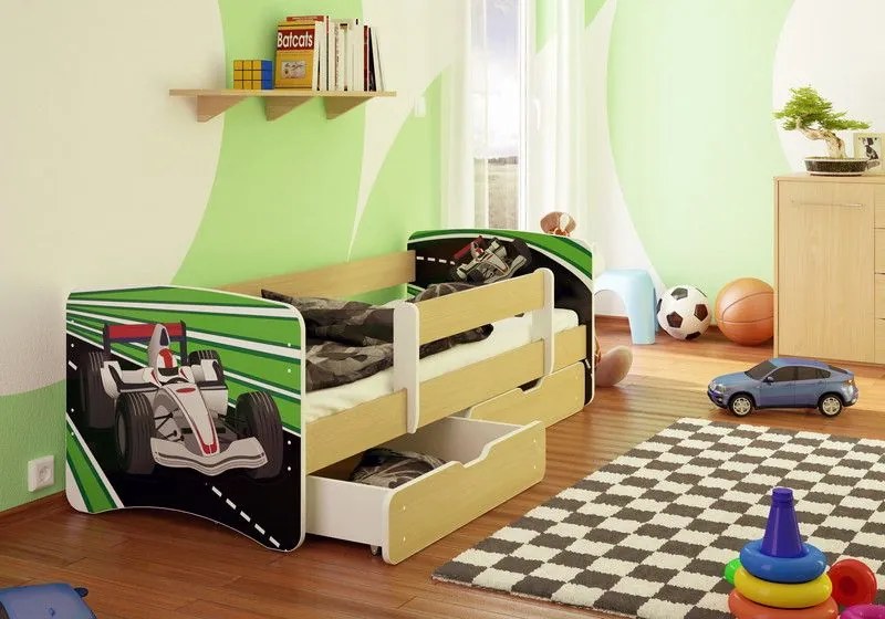 MAXMAX Dětská postel FORMULOVÝ OKRUH funny 180x80 cm - bez šuplíku