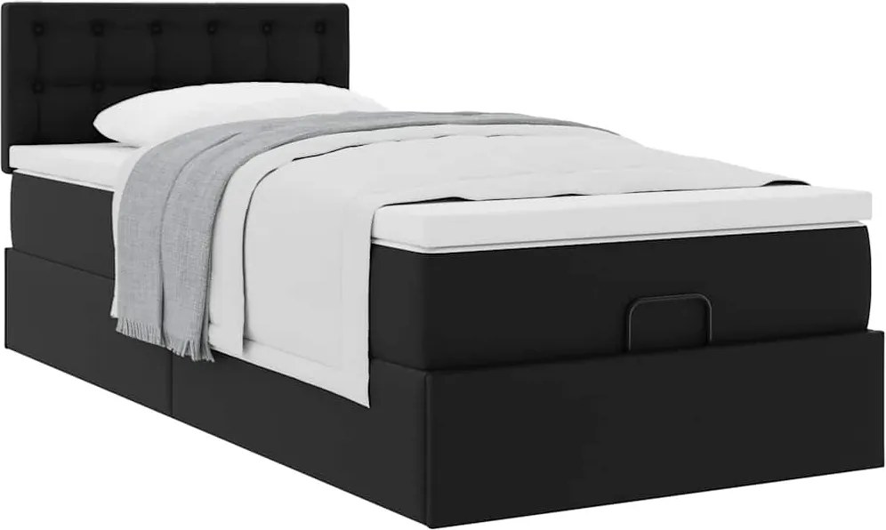 Osmanský postel s matrací černý 80x200cm umělá kůže 3311273