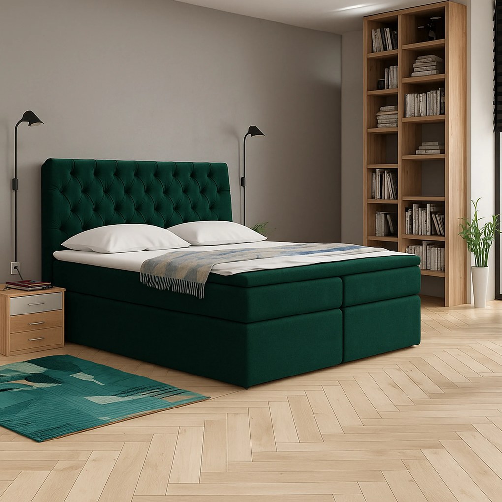 Eka Kontinentální čalouněná postel Luxurious - Cassablanca (200x200 cm) Barva látky Trinity: Šedá (Trinity 2314)