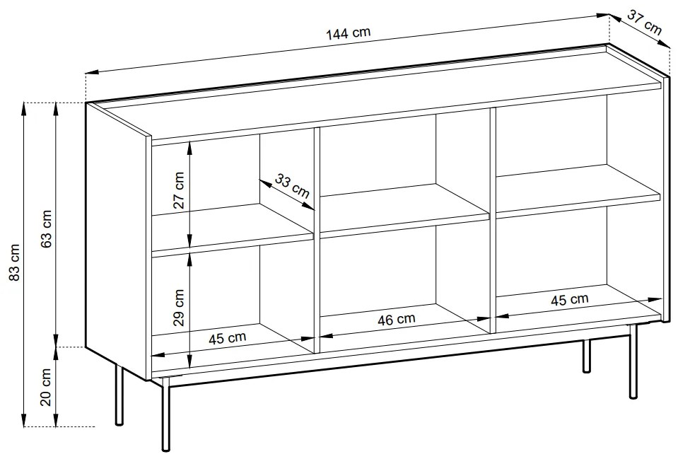 Komoda Color K144 dub linea/kašmír