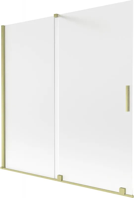 Mexen Velar, 2-křídlová posuvná vanová zástěna 160 x 150 cm, 8mm sklo námraza, zlatá matná, 896-160-000-31-55
