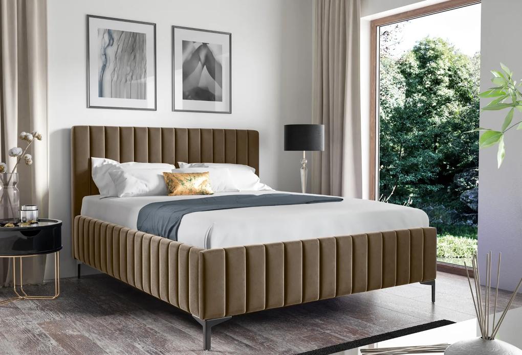 Eka Čalouněná postel INTIMA+ 160x200 cm Barva látky Trinity: (2310) Růžová, Úložný prostor: S dřevěným rámem úložného prostoru