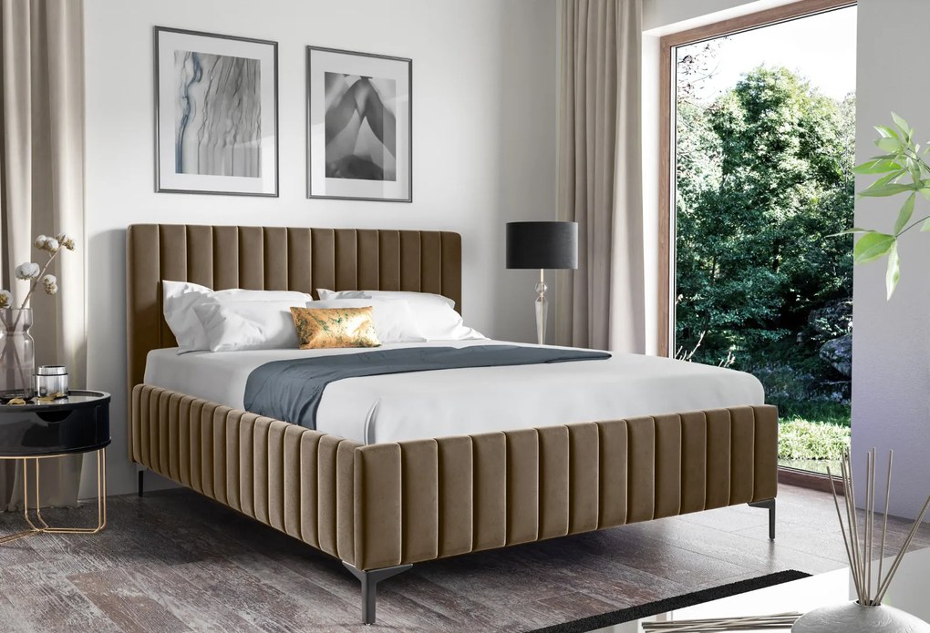 Eka Čalouněná postel INTIMA+ 160x200 cm Barva látky Trinity: (2315) Tmavá šedá, Úložný prostor: S dřevěným rámem úložného prostoru