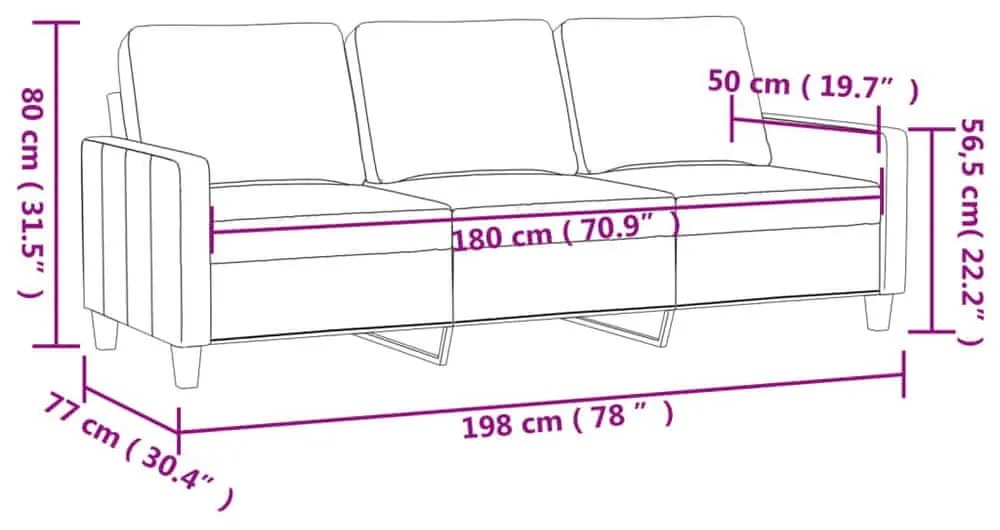 Petromila 3místná pohovka světle šedá 180 cm textil