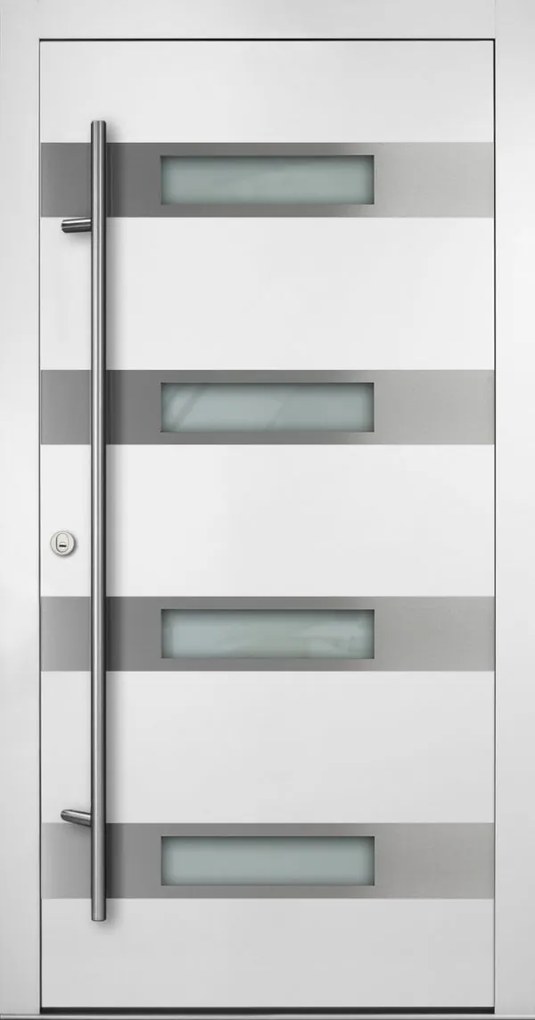FM Turen - Feldmann & Mayer Vchodové dveře s ocelovým opláštěním FM Turen model DS06 Orientace dveří: Levé, otevírání dovnitř, Dekor: Bílá, Standardní rozměr dveří včetně rámu: 110 cm x 220 cm - vnější rozměr rámu