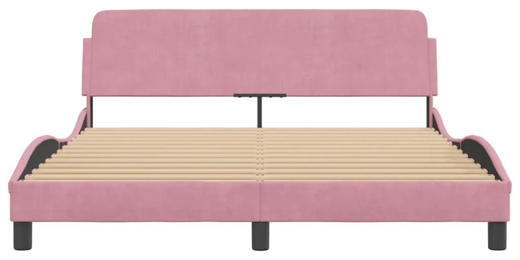 Rám postele s čelem růžový 160x200 cm samet - Default Title