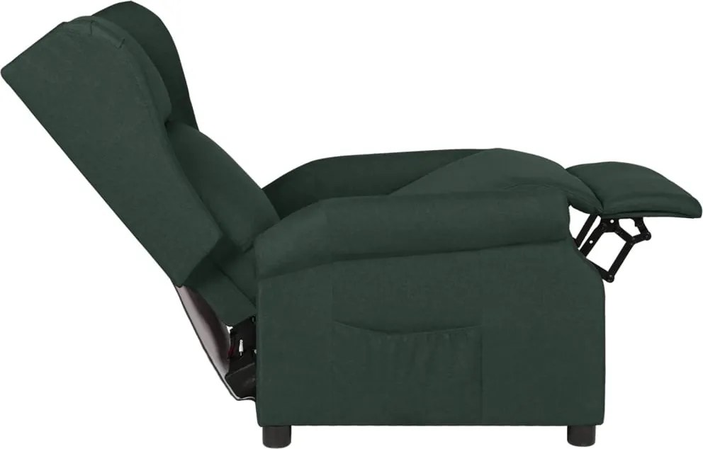 Polohovací křeslo tmavě zelené textil 340955