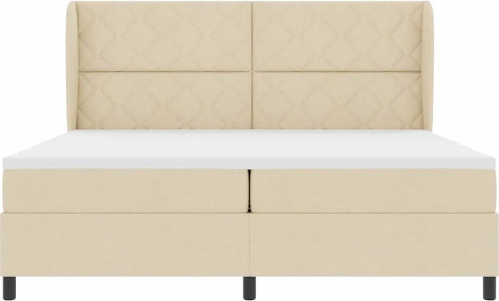 Postel s boxspringem s čelo Krémová 200 x 200 cm textil 3340653