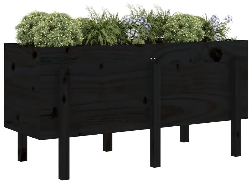 Zahradní vyvýšený záhon černý 121 x 50 x 57 cm masivní borovice,  825230