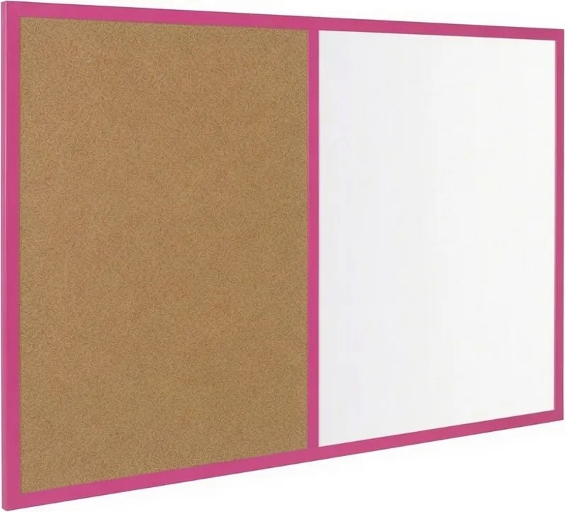 Toptabule.sk Kombinovaná tabule v růžovém dřevěném rámu COLOR 90x60 cm