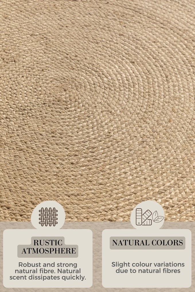 Hanse Home, Kusový koberec Jute Braided 106007 Ivory kruh, 200x200 (průměr) kruh, béžová, chodba / předsíň