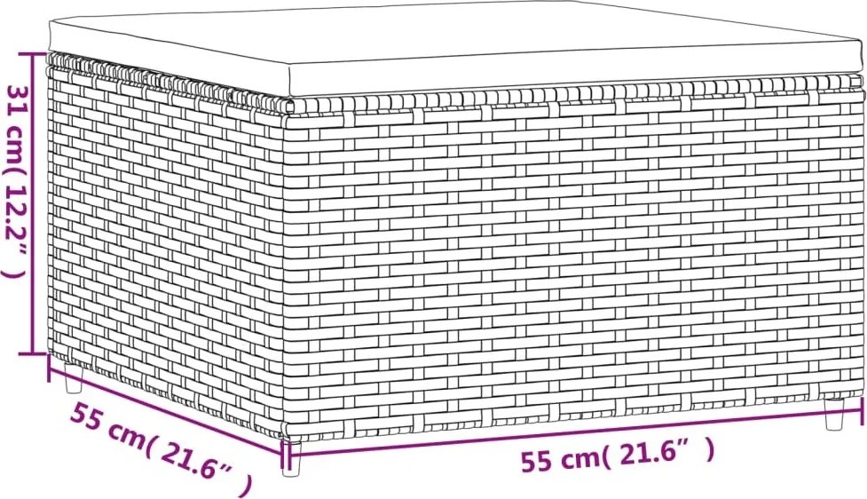 vidaXL Zahradní podnožka s poduškou polyratan [319852] Barva: Hnědá a zelená