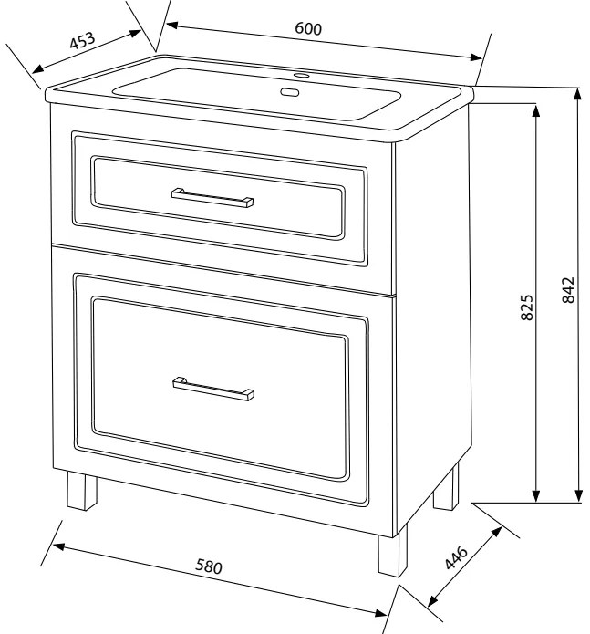 Lavedo Tokyo 60 koupelnová skříňka s umyvadlem z litého mramoru