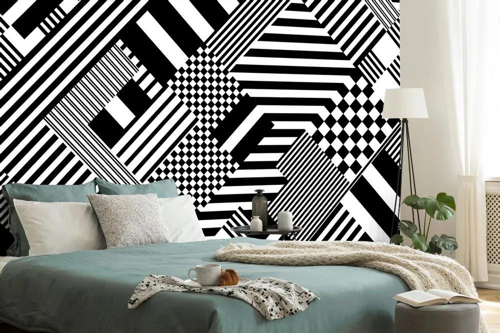 Samolepící tapeta decentní černobílé vzory - 225x150 cm
