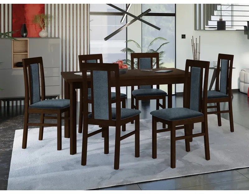 Rozkládací stůl se 6 židlemi - AL34, Barva dřeva: sonoma, Potah: Kronos 7