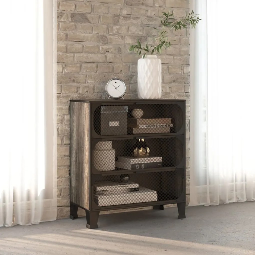 Úložná skříň šedá 72 x 36 x 82 cm kov a MDF 335912