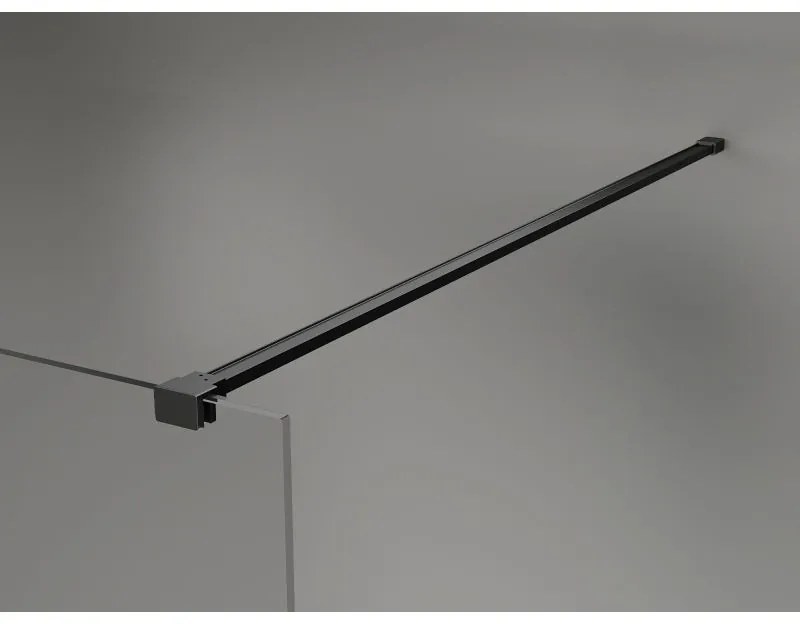 Mexen Lunar sprchová stěna levá 160 x 200 cm, 8mm čiré sklo, černá matná, 830-160-000-70-00-L