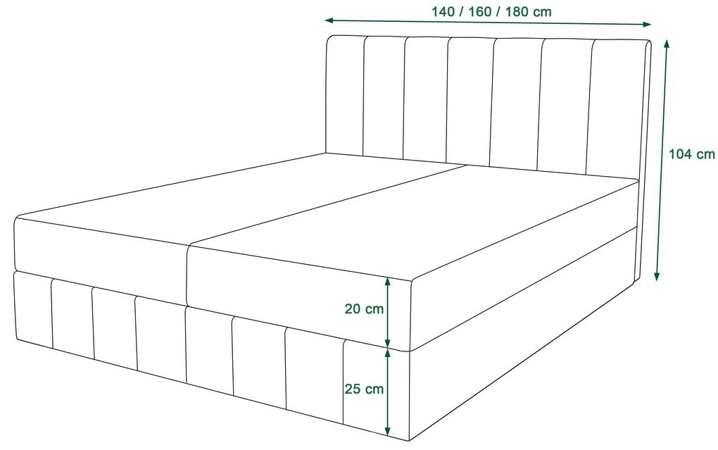 Manželská postel Boxspring 140 cm Barack (bordó) (s matrací a úložným prostorem). 1046382