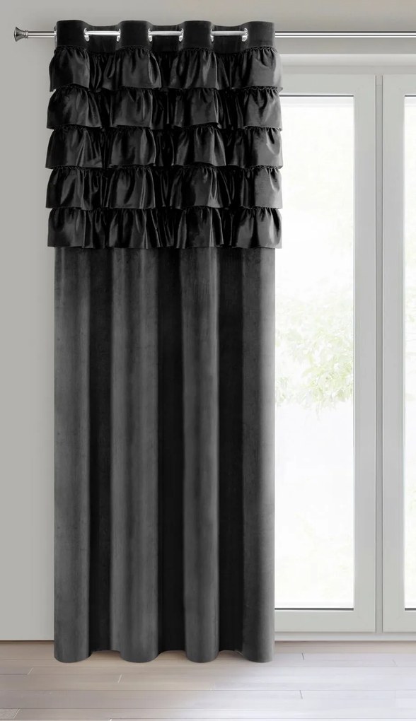 ZATEMŇOVACÍ ZÁVĚS NA KROUŽCÍCH AURA 140X250 CM ČERNÁ