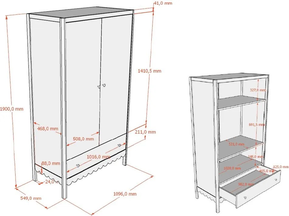 Béžová dětská šatní skříň 110x190x55 cm Swingo – Vipack