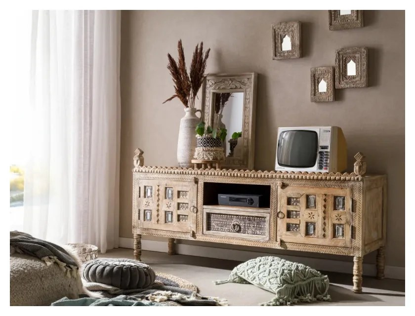 Massive home | Masivní TV stolek Kalkata z mangového dřeva