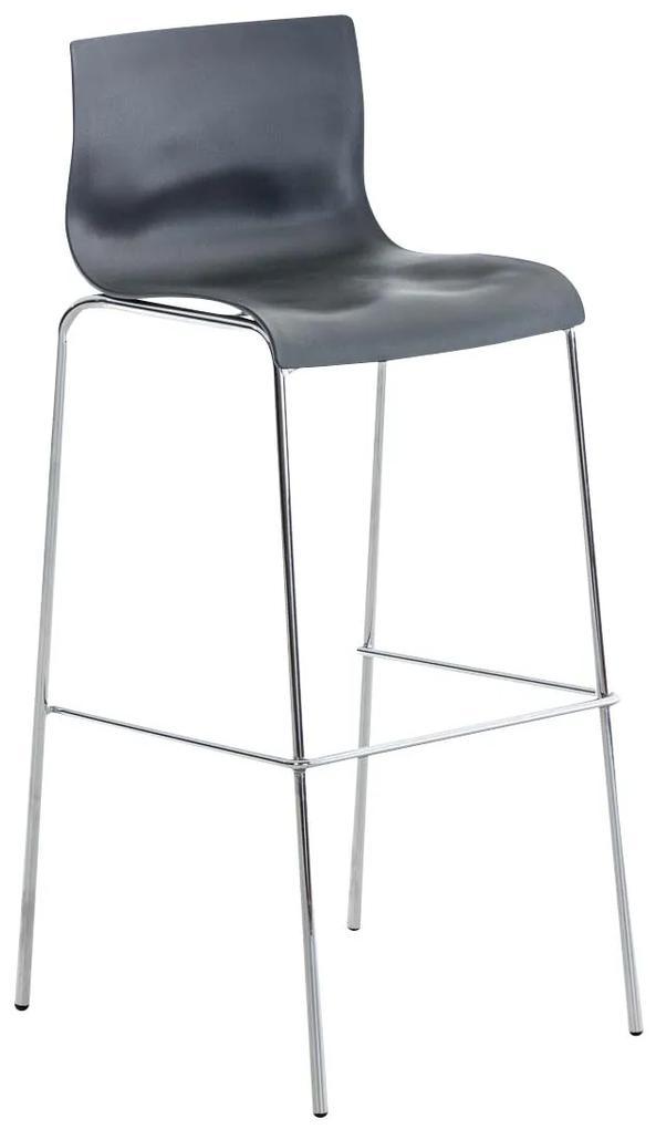 Barová židle Hoover ~ plast, kovové nohy chrom - Šedá